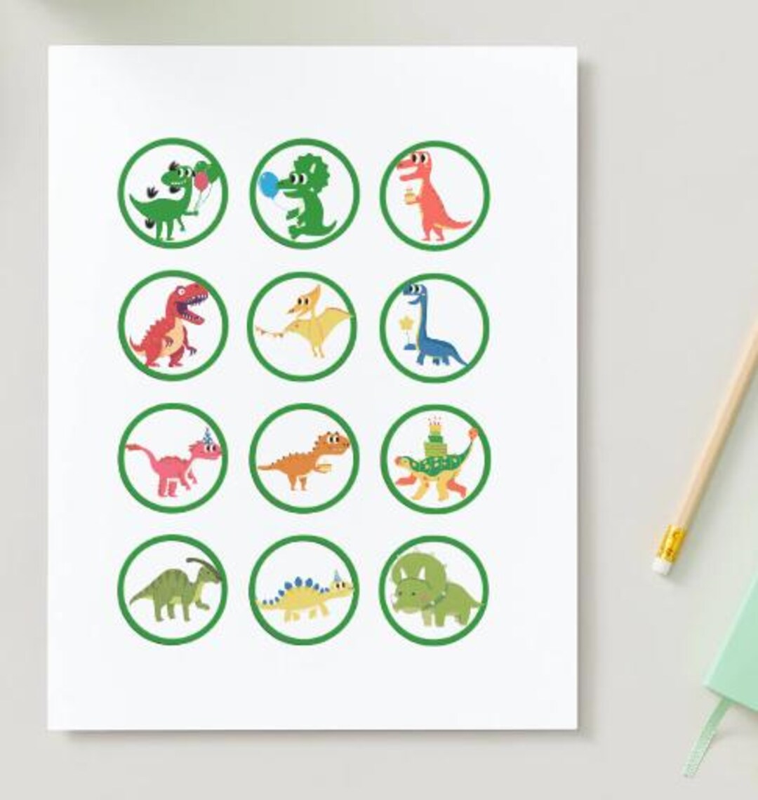 Printable Dinosaur Cupcake Toppers | DIY Birthday Party Decor | Instant ...