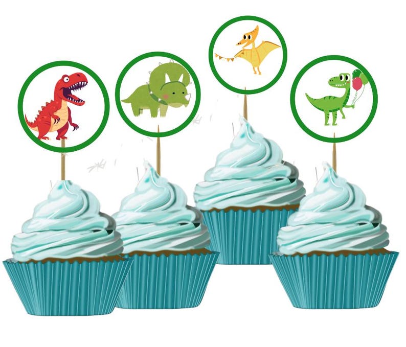 Printable Dinosaur Cupcake Toppers | DIY Birthday Party Decor | Instant ...
