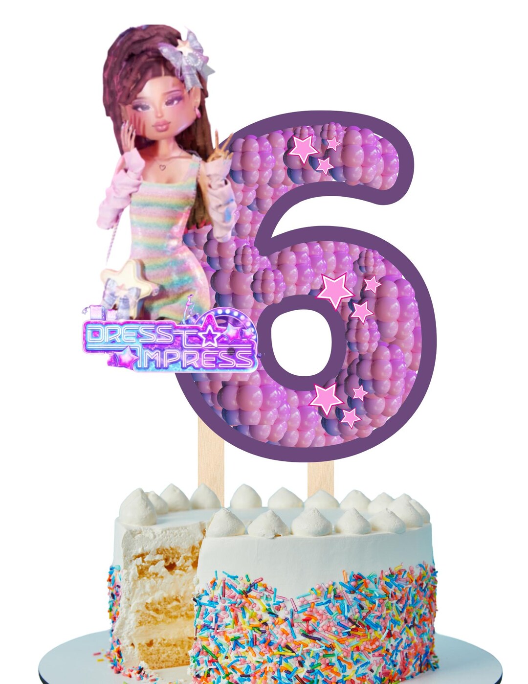 Printable Dress to Impress Roblox Number 6 Cake Topper | DIY Birthday ...