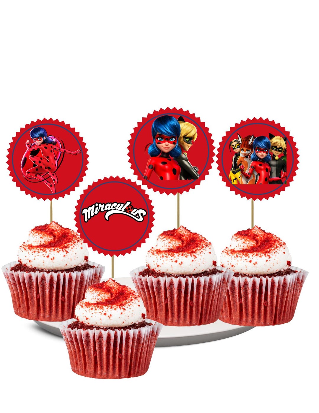 Printable Miraculous Ladybug Cupcake Toppers 3"| DIY Birthday Party ...