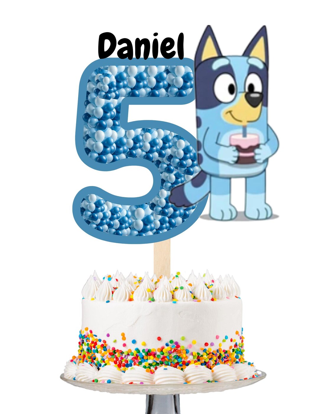 Printable Bluey Number 5 Cake Topper Personalized | DIY Birthday Party ...