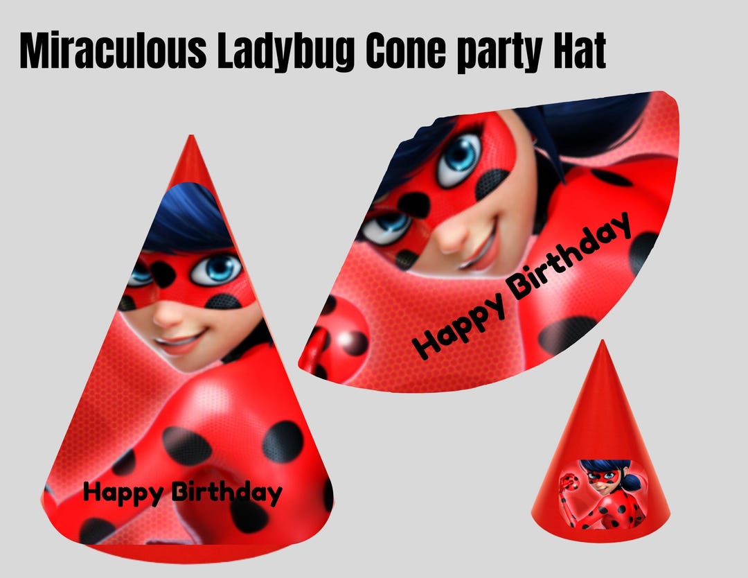 Miraculous Ladybug Birthday Cone Hat – Instant Download- Party Supplies ...