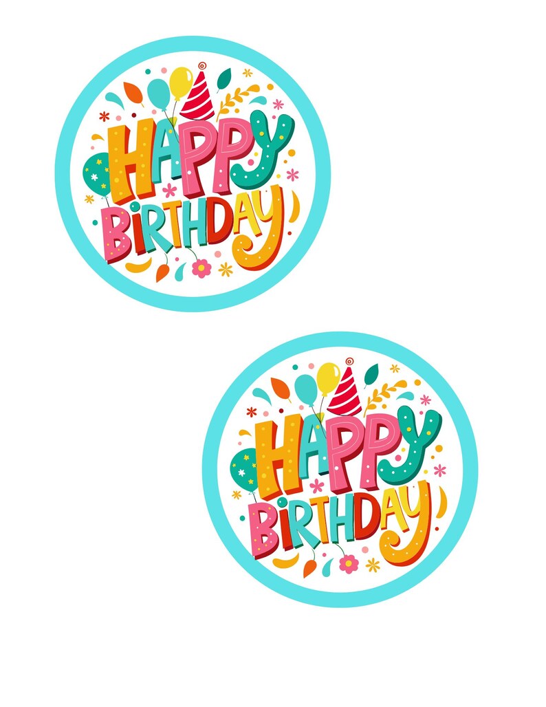 Colorful Happy Birthday Printable Cupcake Topper- Party Supplies ...