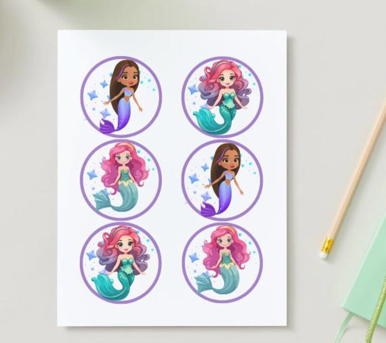 Printable Mermaid Cupcake Toppers 3"| DIY Birthday Party Decor ...