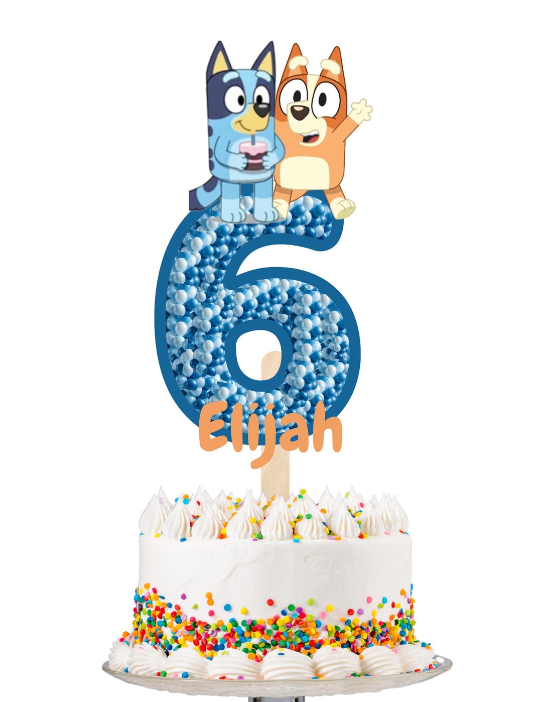 Printable Bluey Number 6 Cake Topper Personalized | DIY Birthday Party ...
