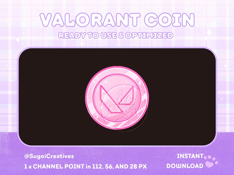 Valorant Coin pink Channel Point Twitch, Youtube, Discord Cute, Kawaii ...