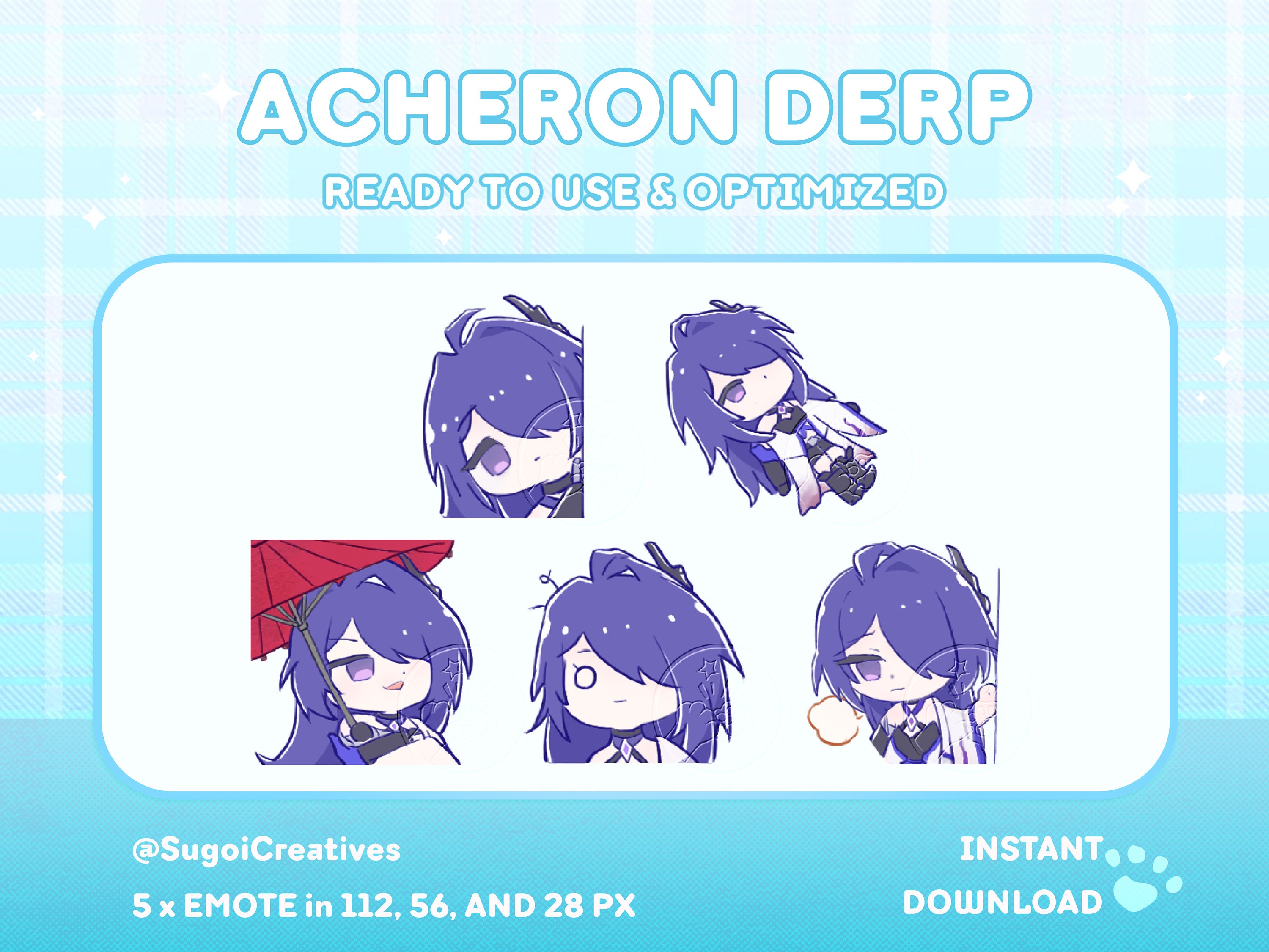 Acheron Emote Set Honkai Star Rail HSR Twitch Discord Youtube Streaming ...