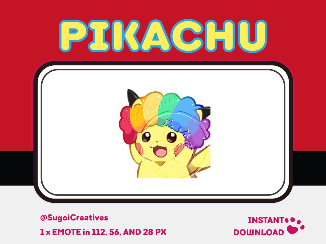 PIKACHU clown Emote With Rainbow Wig Twitch, Discord, Streamer, Cute ...