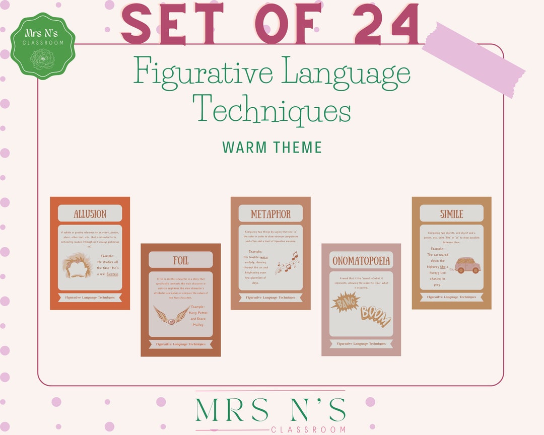 Figurative Language Technique Posters Set of 24 Literary Devices ...