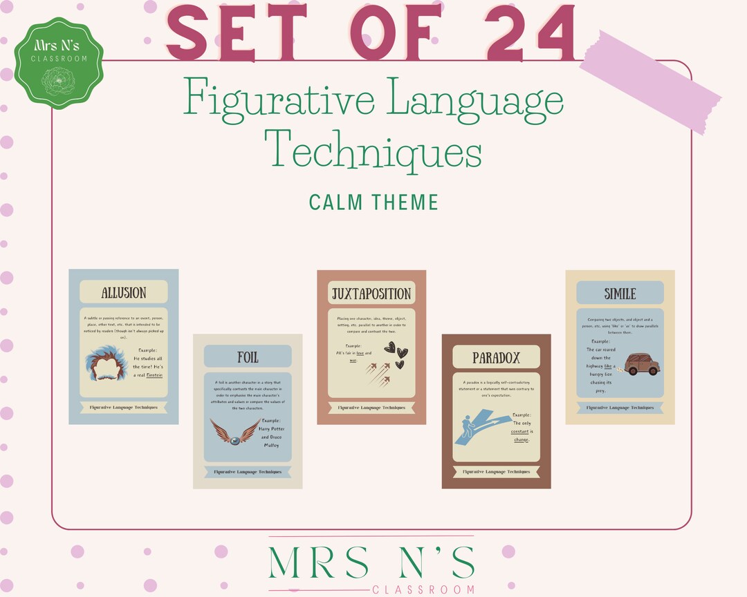 Figurative Language Technique Posters - Set of 24 Literary Devices ...