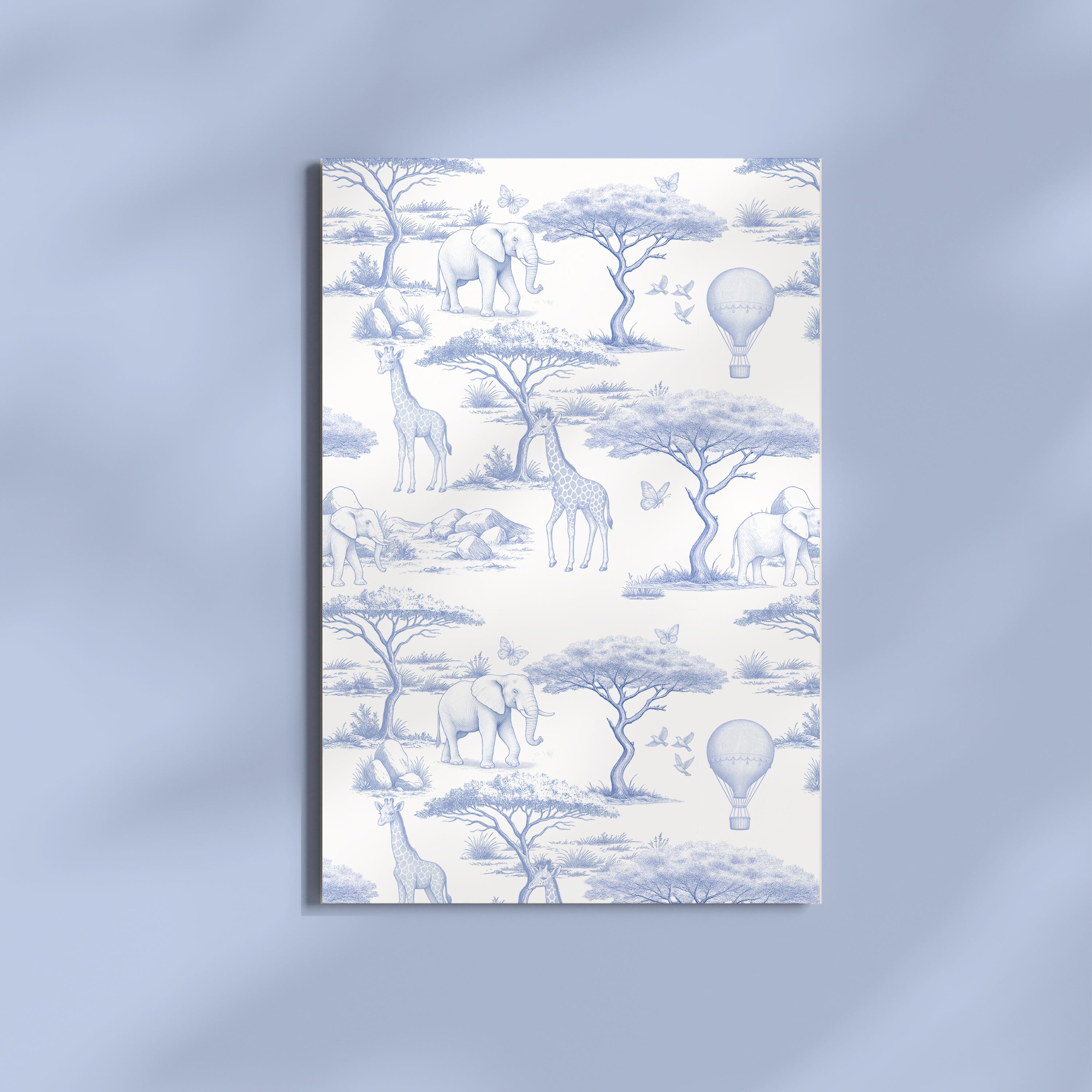 Chinoiserie Toile De Jouy Blue Giraffe, Seamless Background, Digital ...