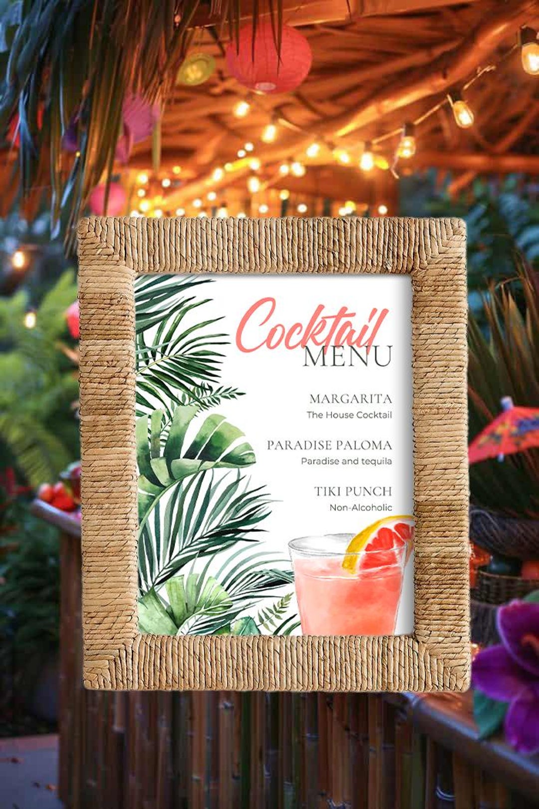 Editable Tropical Cocktail Menu | Tiki Bar Sign (PDF) - Etsy