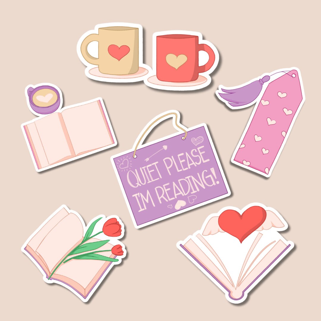 Valentines Day Printable Stickers for Book Lovers, Transparent ...