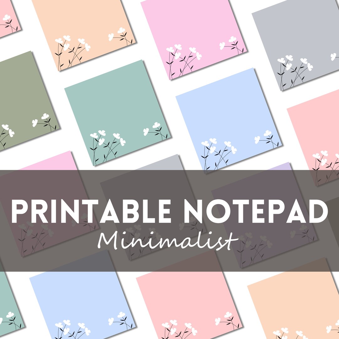 Minimalist Square Printable Notepad Memo Pad Ready to Print - Etsy