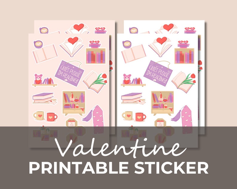 Valentines Day Printable Stickers for Book Lovers, Transparent ...