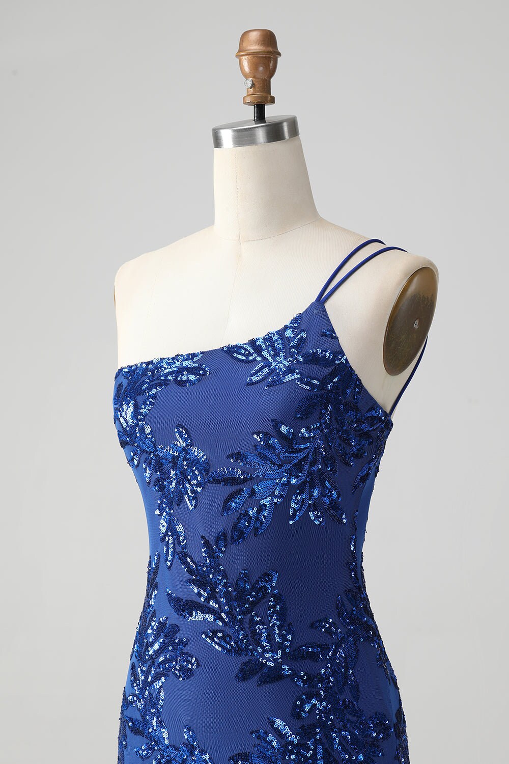 Flower Embroidery Short Prom Dress, Blue Party Dress, Custom Satin ...