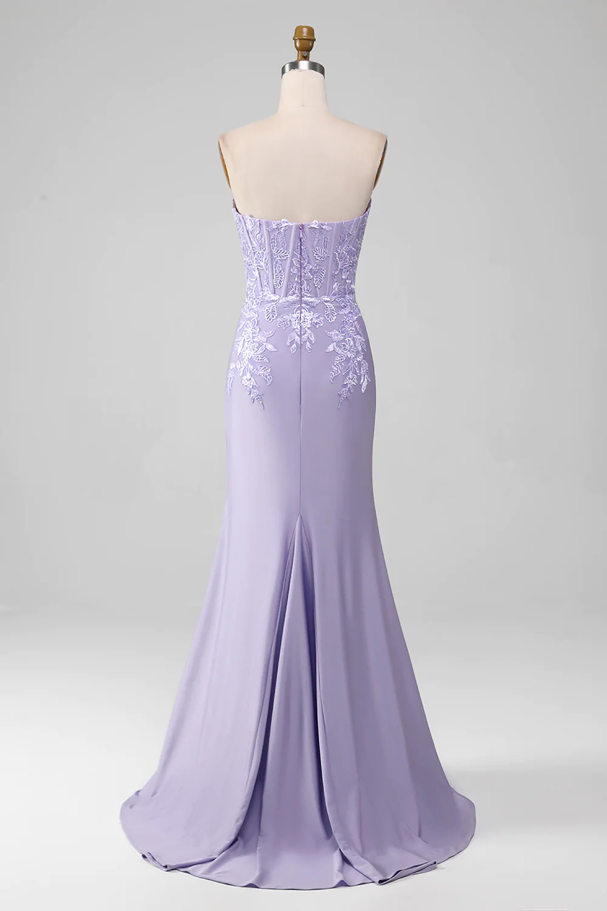 Shining Strapless Prom Dress, Lilac Evening Dress With Appliques ...