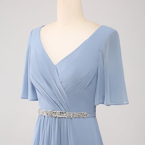 Simple Dusty Blue Evening Dress, Long Tulle Prom Dress, Custom Party ...