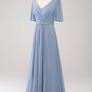 Simple Dusty Blue Evening Dress, Long Tulle Prom Dress, Custom Party ...