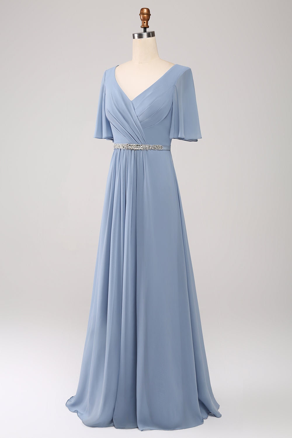 Simple Dusty Blue Evening Dress, Long Tulle Prom Dress, Custom Party ...