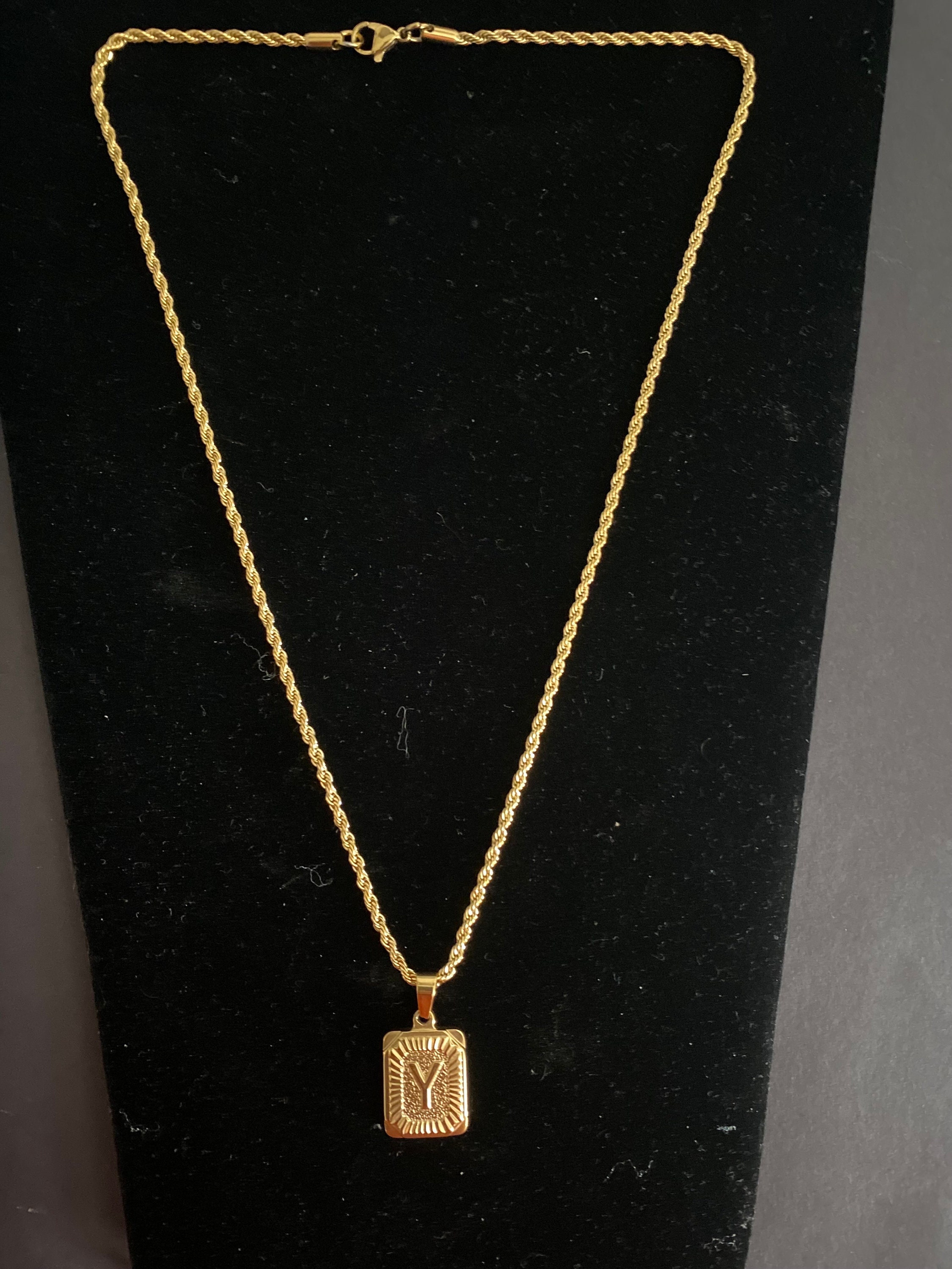 Rope Stainless Steel Chain W/letter Y, Gold Plated Chain, Men's ...