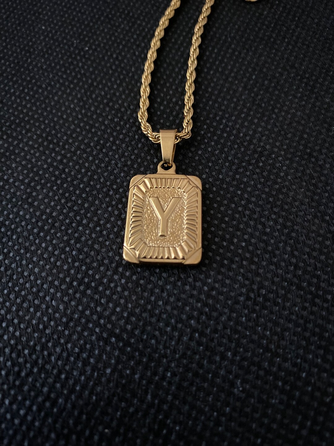 Rope Stainless Steel Chain W/letter Y, Gold Plated Chain, Men's ...