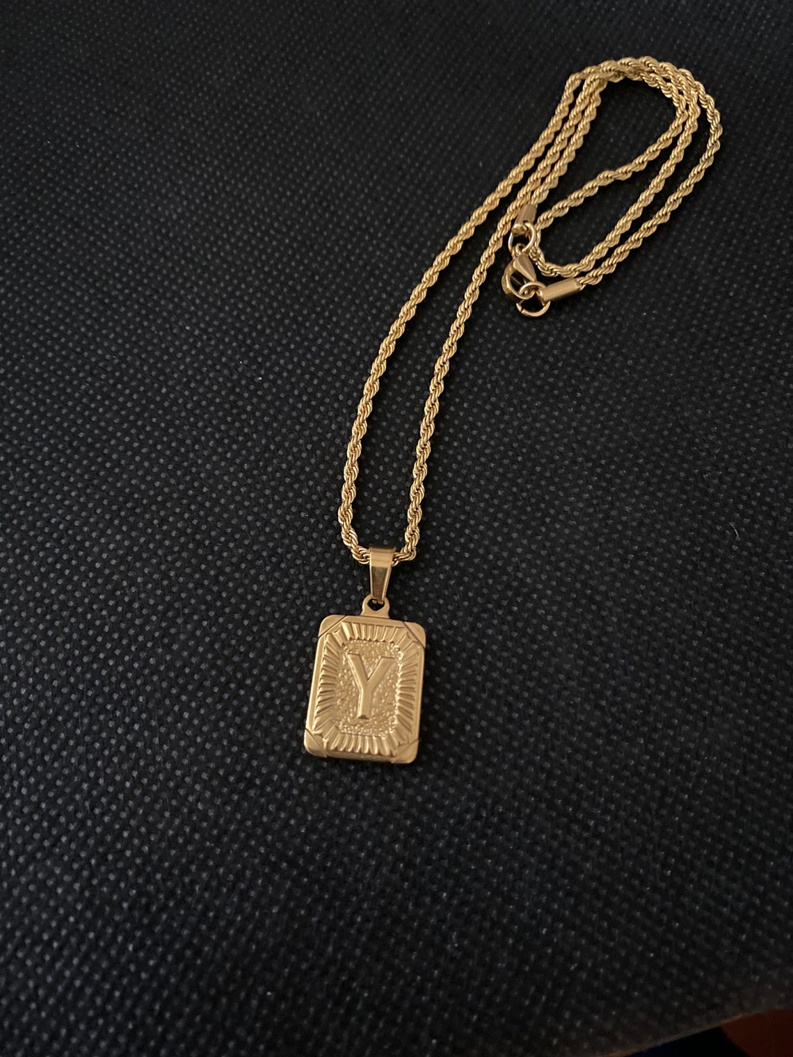 Rope Stainless Steel Chain W/letter Y, Gold Plated Chain, Men's ...