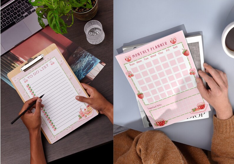 5 Printable Daily Planner, Daily Planner Notepad, Cute Planner, Pink ...