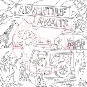 40 Pages Safari Themed Coloring Pages, Coloring Book, Safari, Jungle ...