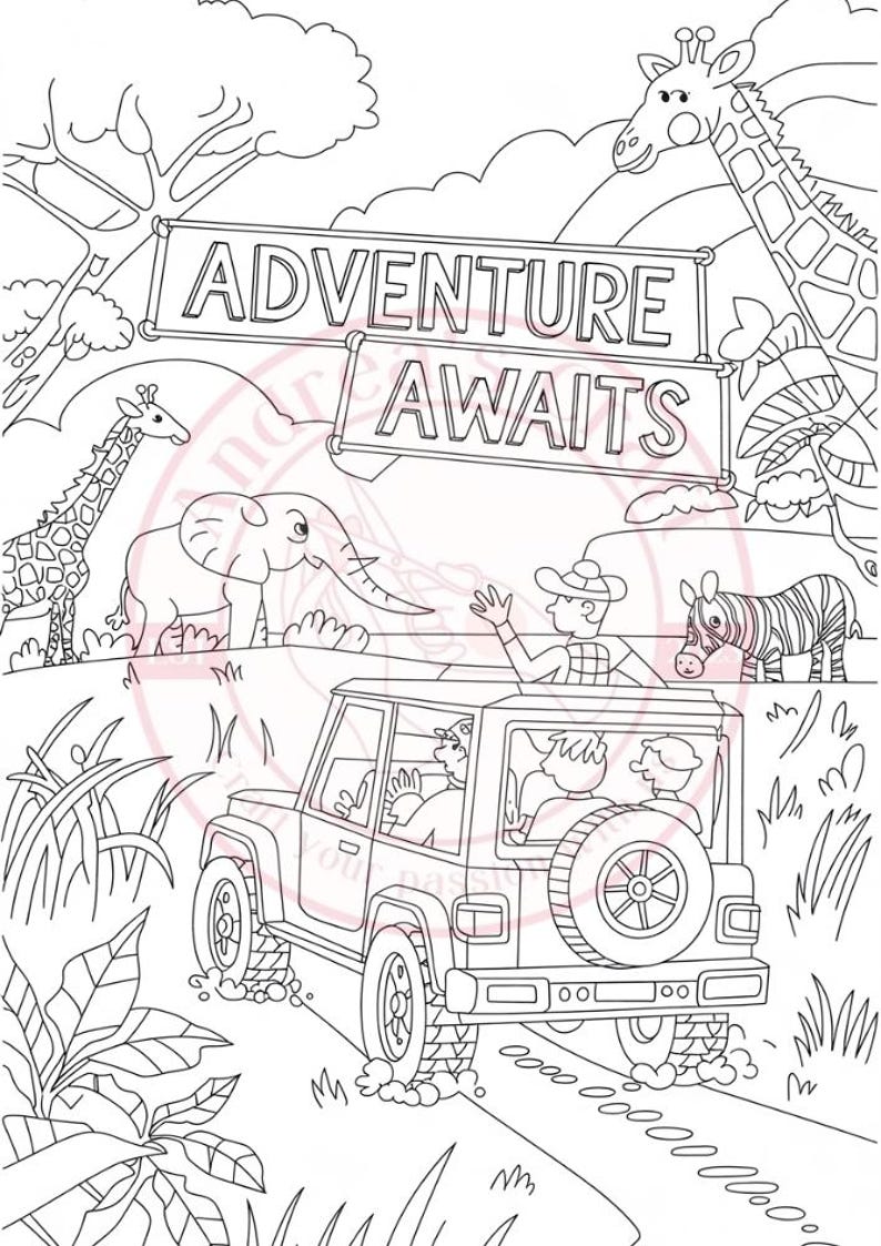 40 Pages Safari Themed Coloring Pages, Coloring Book, Safari, Jungle ...