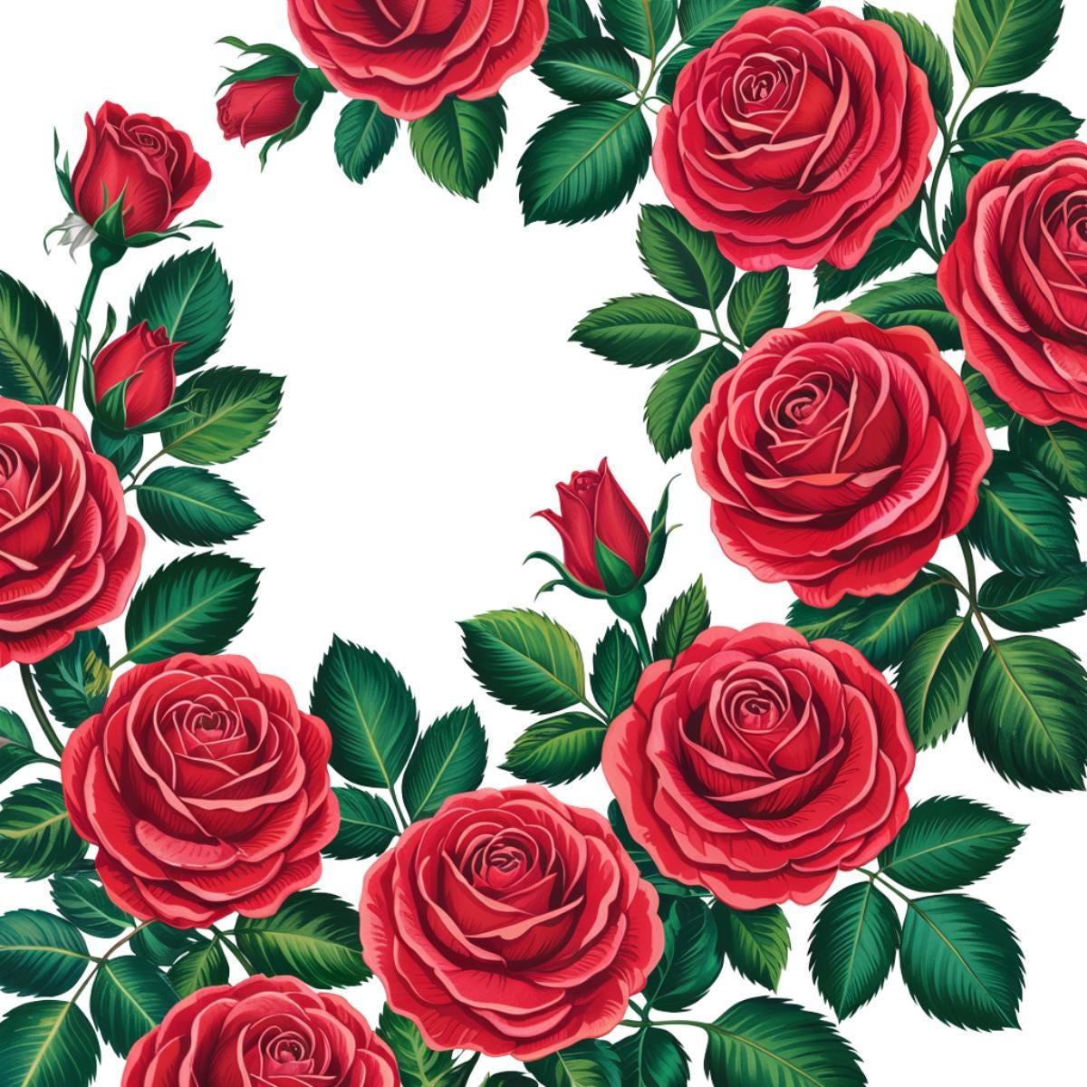 20 Red Roses Clip Arts, Borders, Transparent - Etsy