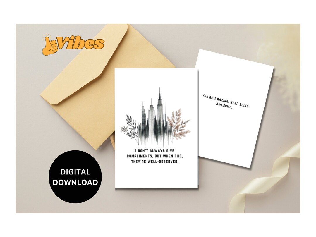 Minimalist Compliment Card Well-deserved Praise Sincere Admiration ...