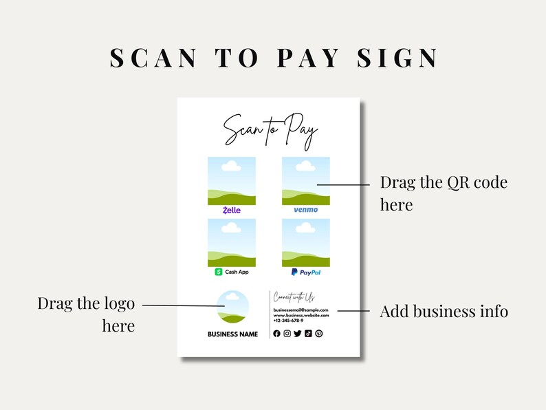 Custom Scan to Pay Sign Template: QR Code Payment (canva Editable) - Etsy