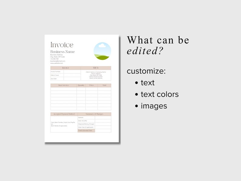 Invoice Form Template Blank Billing Template Custom Printable Business ...