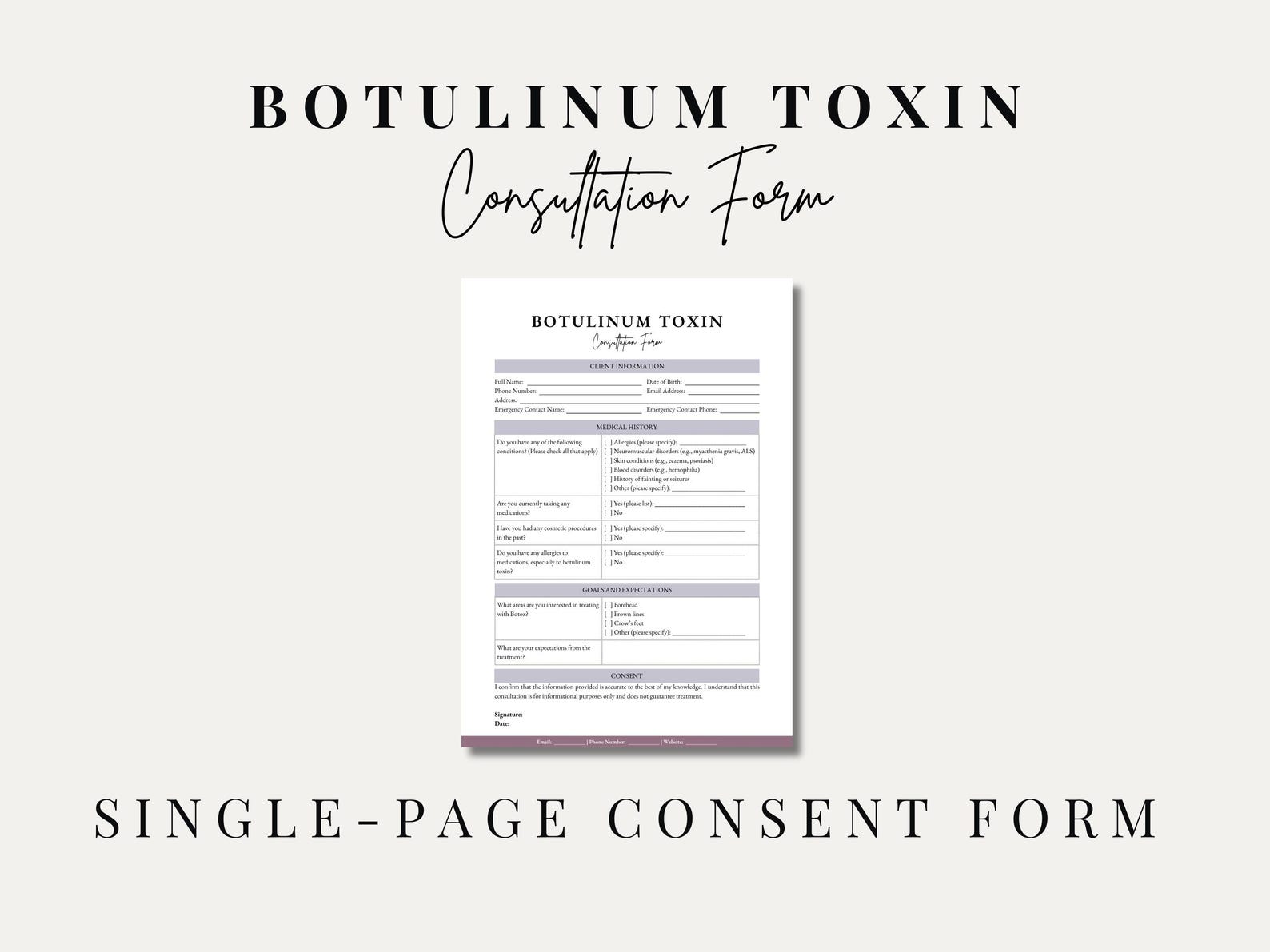 Editable Botox Consultation Form Template - Aesthetic Clinic Intake ...