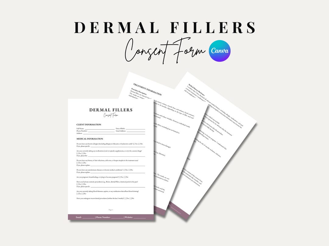 Editable Minimalist Derma Filler Consent Form, Esthetician Form, Spa ...