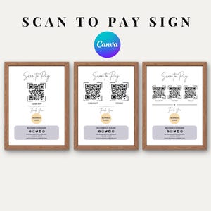 Editable Scan to Pay Sign | Contactless Payment QR Code Display for ...