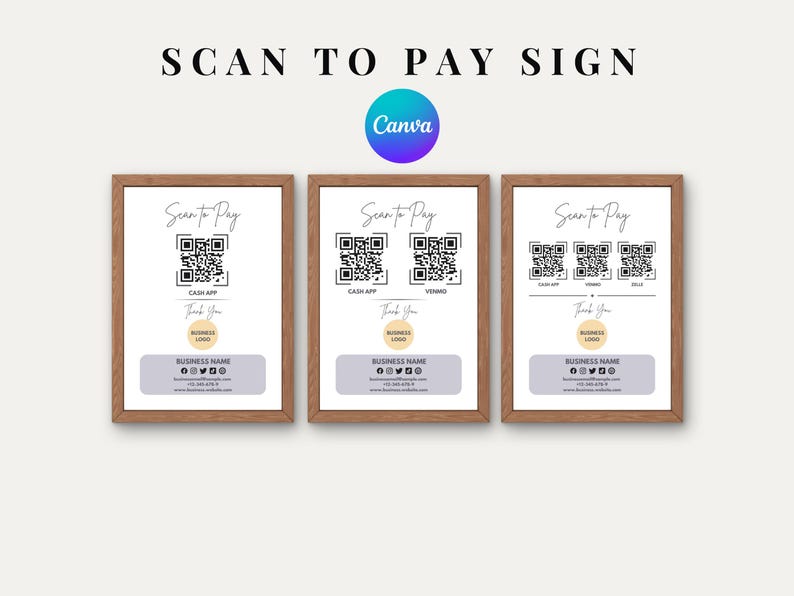 Editable Scan to Pay Sign | Contactless Payment QR Code Display for ...