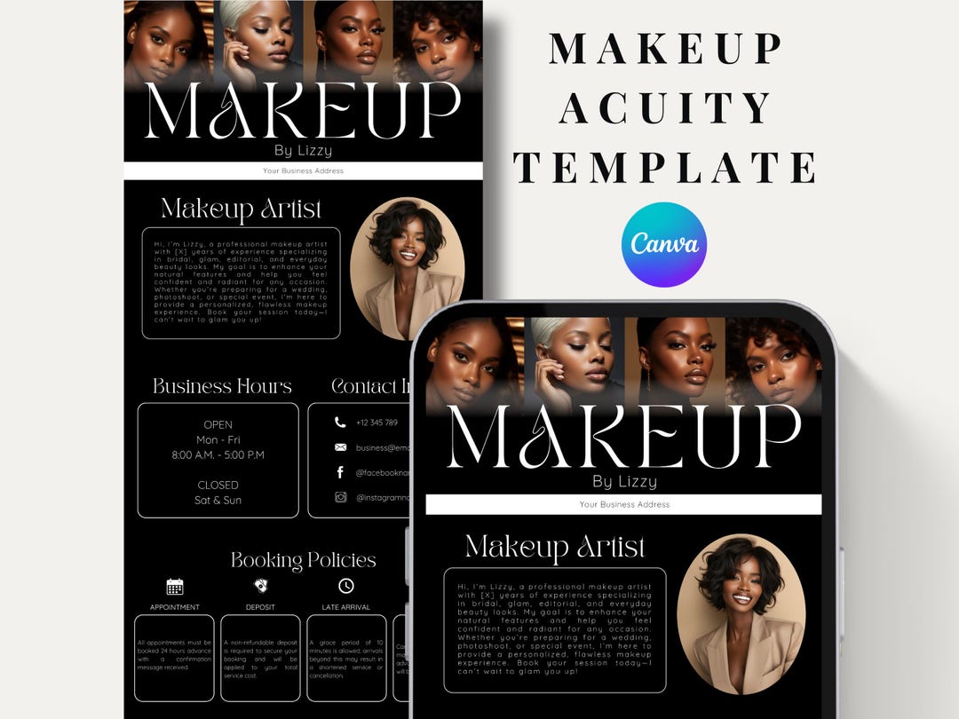 Editable Acuity Scheduling Template: MUA Branding, Beauty Appointment ...