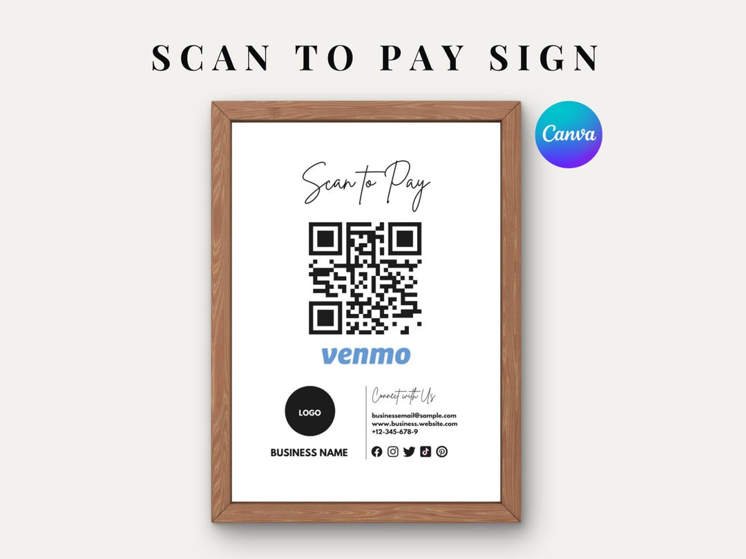 Editable Venmo QR Code Sign: Small Business Payment Template (digital ...