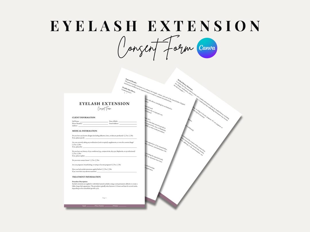 Editable Minimalist Eyelash Extension Consent Form Template | Lash ...