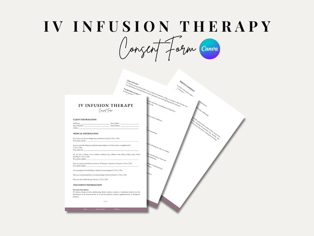 Editable IV Infusion Therapy Consent Form Template (PDF) - Etsy