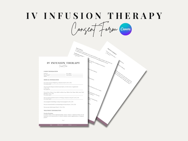 Editable IV Infusion Therapy Consent Form Template (PDF) - Etsy