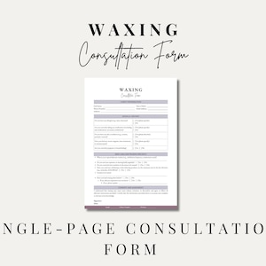 Editable Waxing Consultation Form: Client Intake Template (digital ...