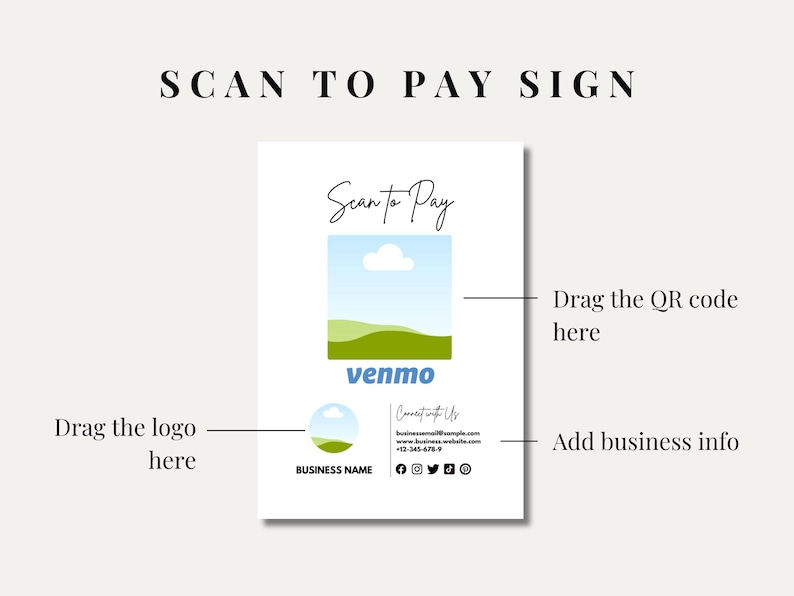 Editable Venmo QR Code Sign: Small Business Payment Template (digital ...