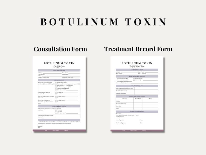 Botox Forms Template Bundle: Med Spa Client Intake (canva PDF) - Etsy