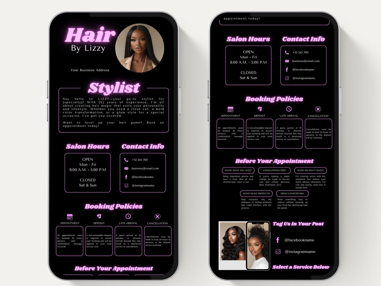 Pink Acuity Scheduling Template for Hair Booking | DIY Editable ...