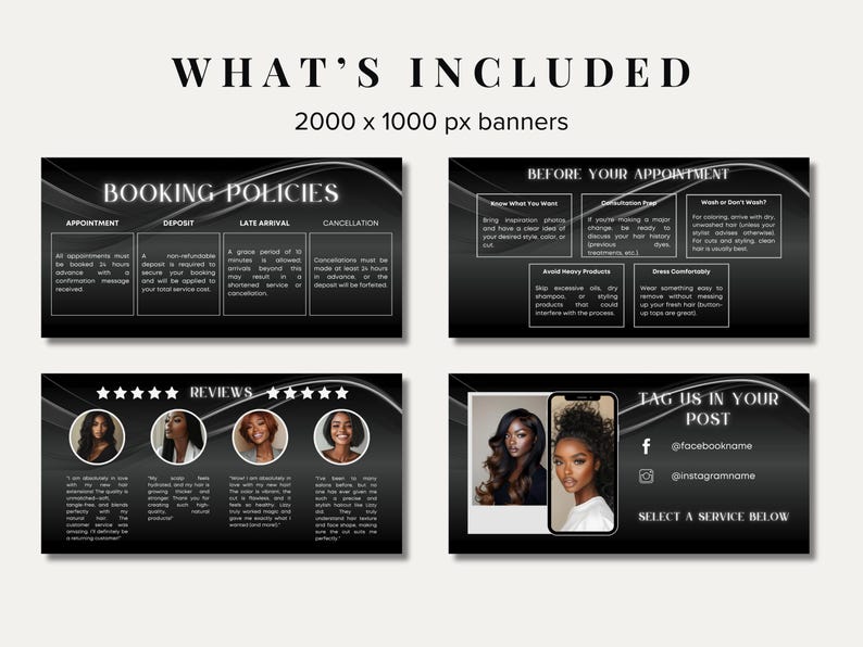 Editable Hair Salon Booking Template | Acuity Scheduling Form | Hair ...