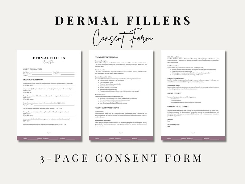 Editable Minimalist Derma Filler Consent Form, Esthetician Form, Spa ...
