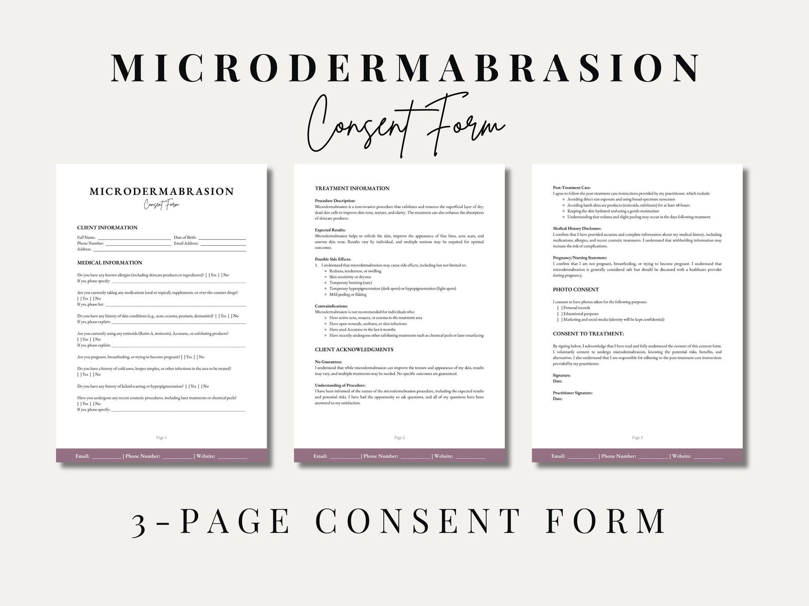 Editable Minimalist Microdermabrasion Consent Form Template for Beauty ...